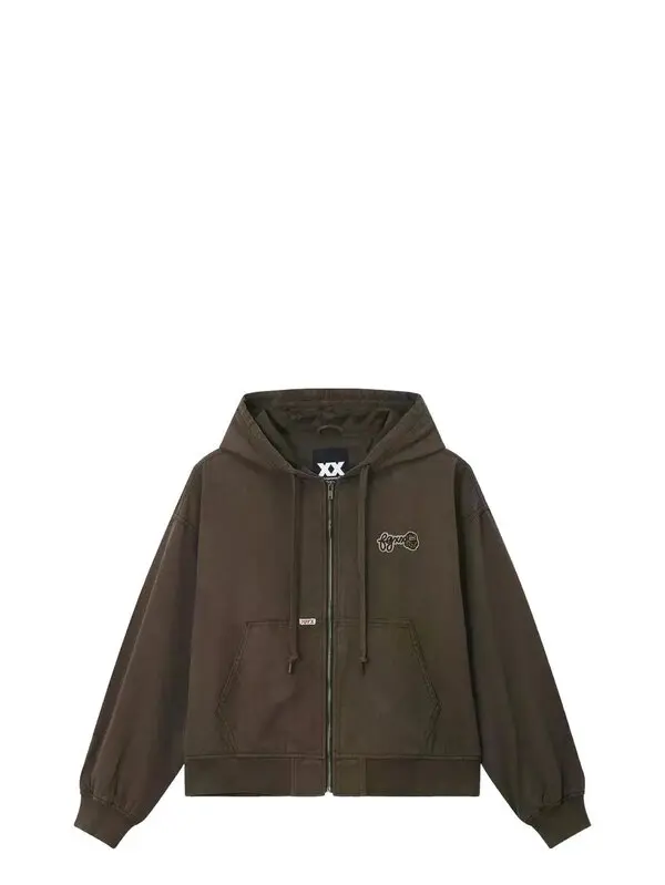 FINGERCROXX Logo-patch Hoodie - Brown