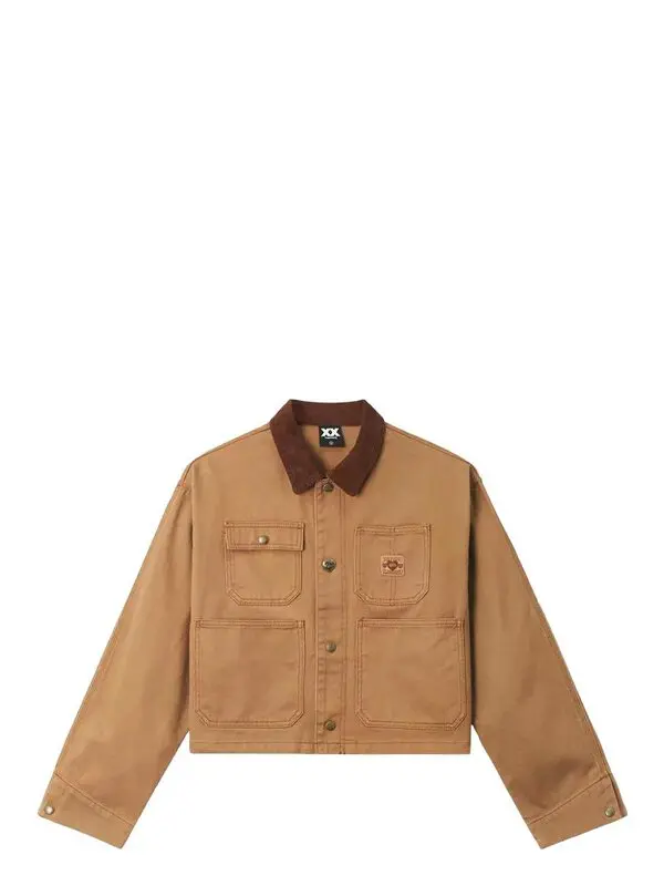 FINGERCROXX Corduroy Collar Jacket - Brown