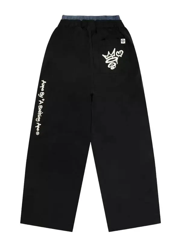 AAPE BY *A BATHING APE Wide Leg Track Pants - Black