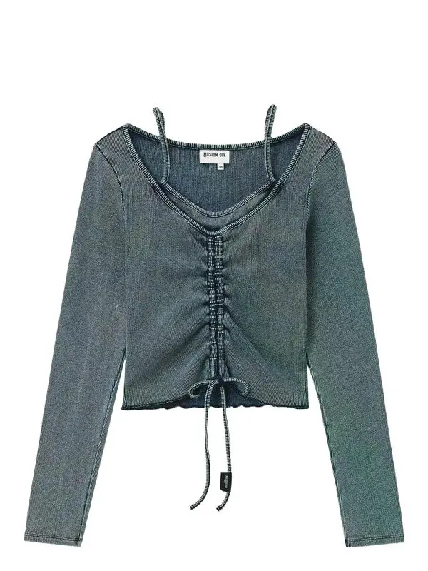 MUSIUM DIV. Ruched Layered-detail Top - Blue
