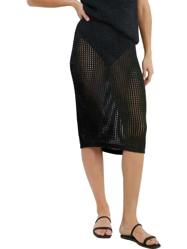 BENETTON Knitted Midi Skirt - Black