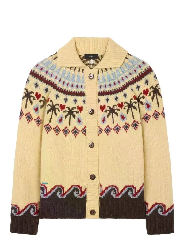 Alanui Sweet Winter Jacquard-knit Cardigan - Yellow