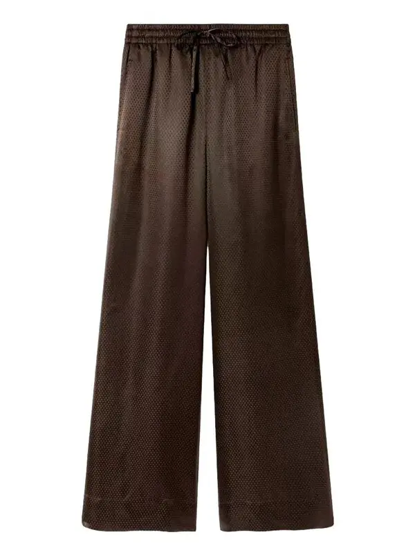 Stella McCartney Star Silk Jacquard Wide-leg Pants - Brown