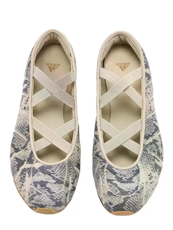 Adidas Ballet Flats With Snakeskin Effect And Criss-cross Straps - Neutrals