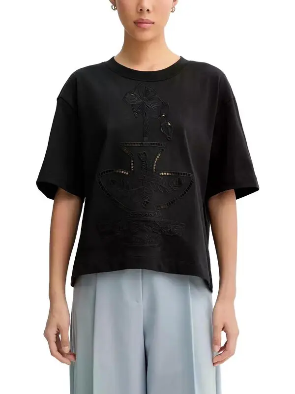 Munthe Nellamy Embroidered Cut-out T-shirt - Black