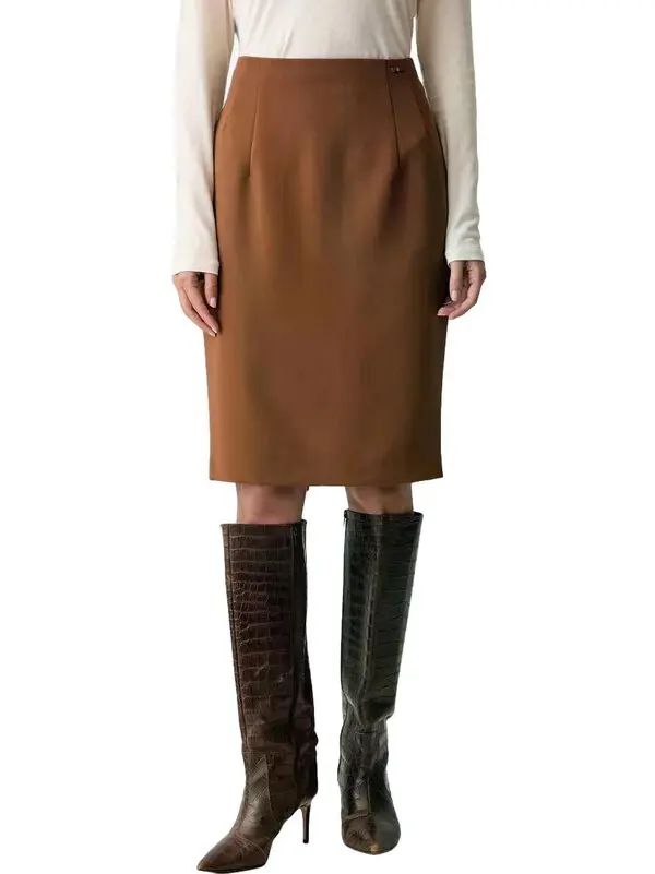 FRACOMINA Dart Detail Pencil Midi Skirt - Brown