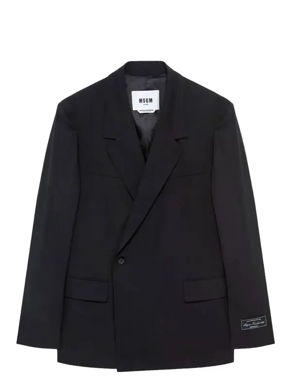 MSGM Logo-patch Double-breasted Jacket - Black