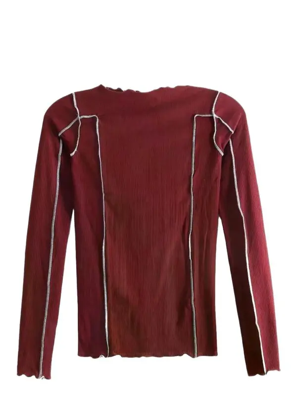 BASERANGE Tomato Contrast-stitch Long Sleeve T-shirt - Red