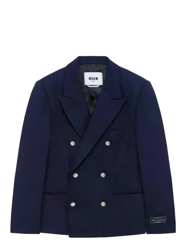 MSGM Double-breasted Peak-lapel Jacket - Blue
