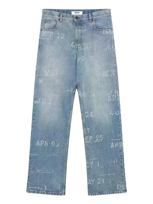 MSGM Graphic Print Straight-leg Jeans - Blue