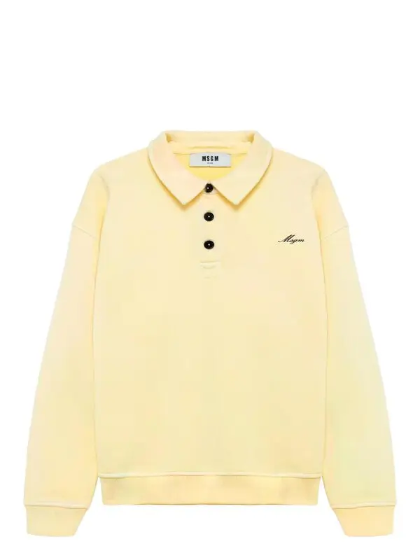 MSGM Logo Embroidered Polo Top - Yellow