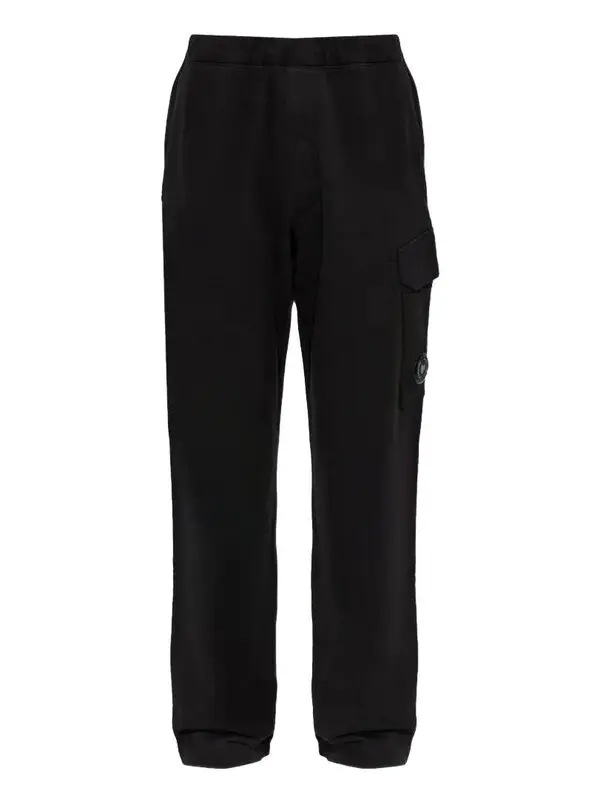 C.P. COMPANY Diagonal Raised Fleece Lens Cargo Sweatpants - Black