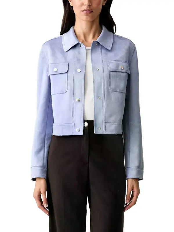 MORGAN Flap-pocket Cropped Jacket - Blue