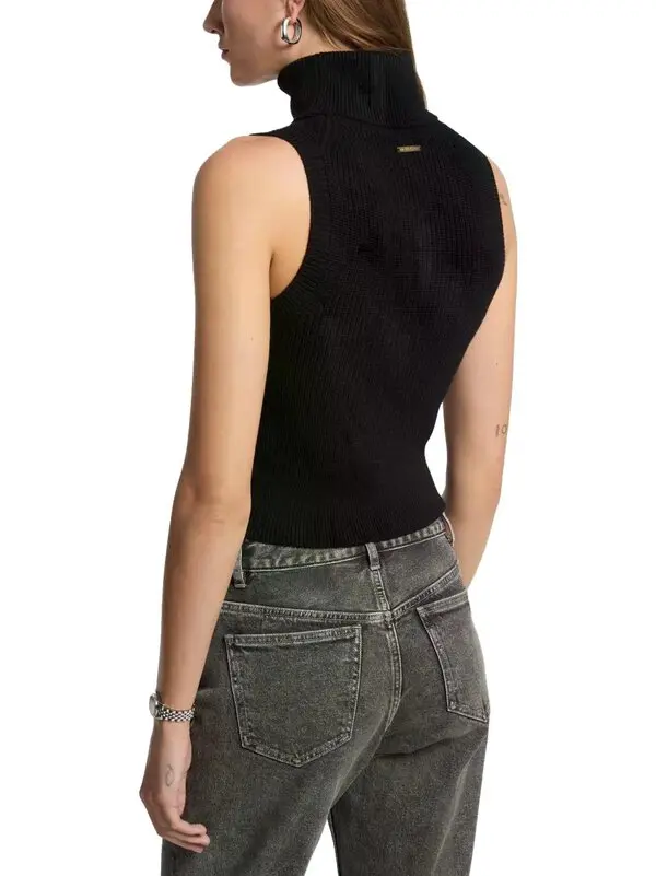 Michael Kors Ribbed Roll Neck Sleeveless Sweater - Black