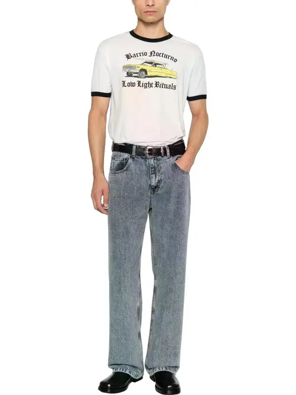 SECOND / LAYER Graphic-print Ringer T-shirt - White