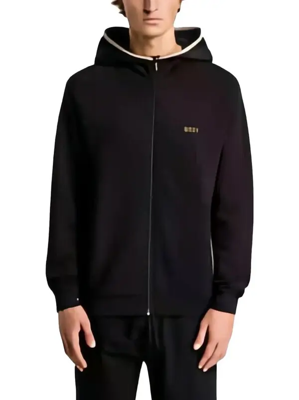 Hugo Cotton-blend Zip-up Hoodie - Black