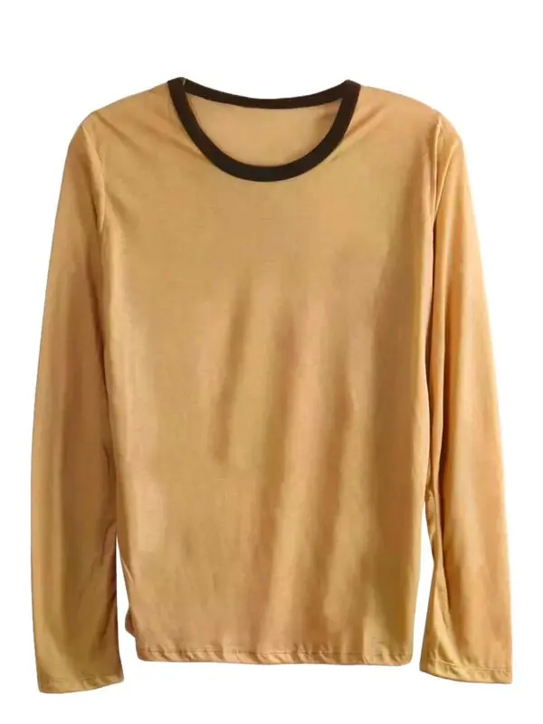 BASERANGE Contrast Trim Long Sleeve T-shirt - Neutrals
