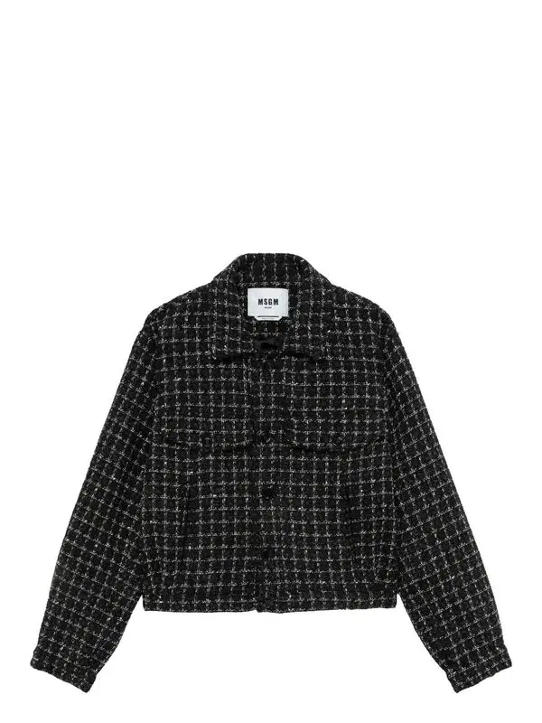 MSGM Check-pattern Tweed Jacket - Black