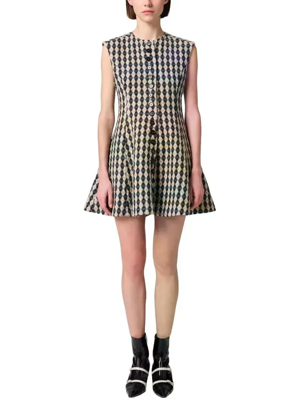 MSGM Argyle Pattern Button-front Dress - Black