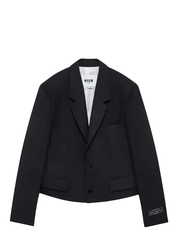MSGM Cropped Notch-lapels Jacket - Black