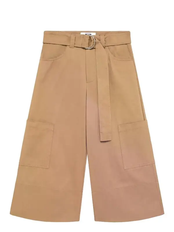 MSGM Cropped Belted Trousers - Neutrals