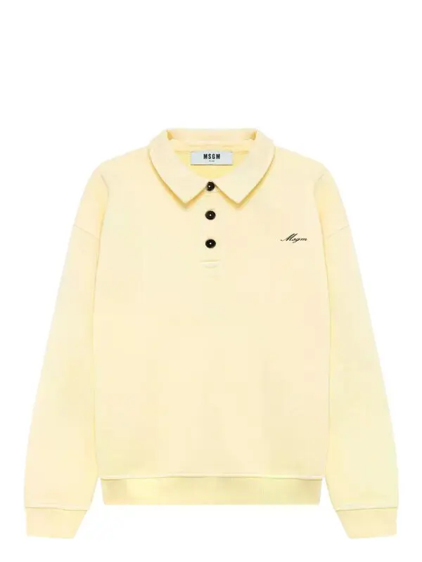 MSGM Logo-embroidered Polo-collar Sweater - Yellow
