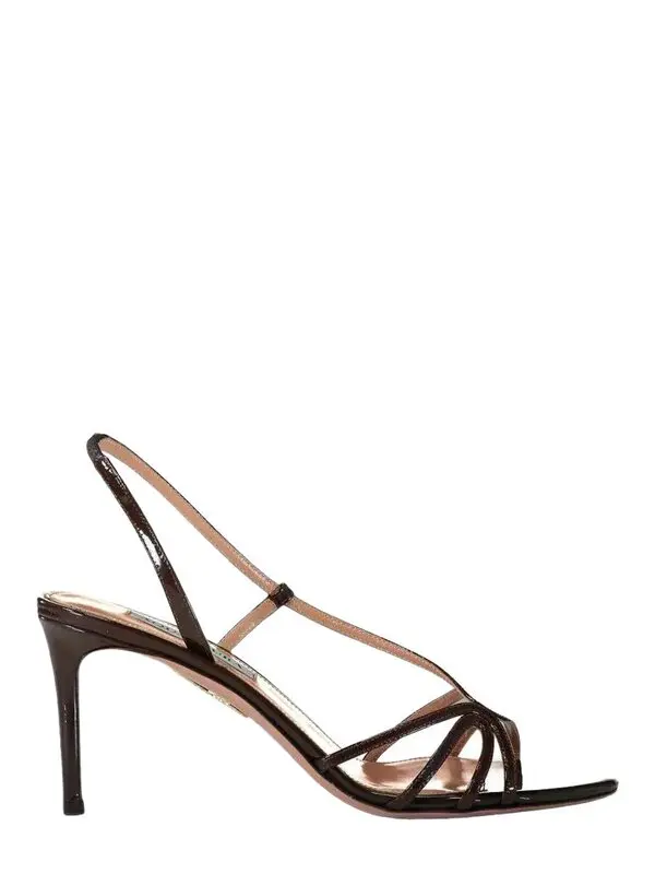AQUAZZURA Patent Leather Multi-strap Slingback Sandals - Brown
