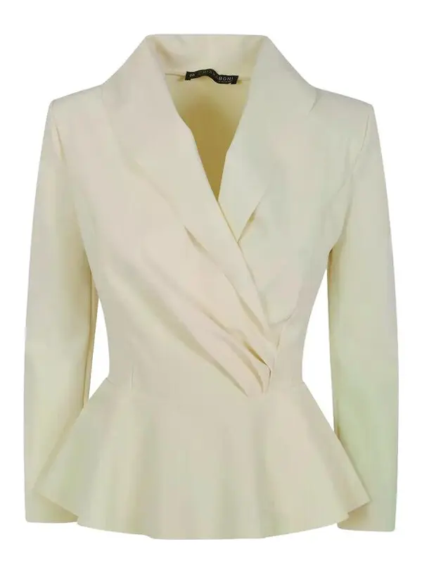 Chiara Boni La Petite Robe Peplum Wrap Top - Neutrals