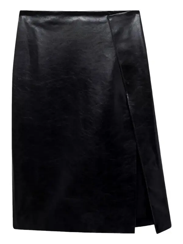 MSGM Midi Skirt With Slit Detail - Black