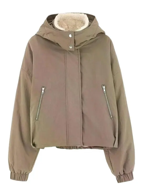 BELLEROSE Hooded Faux Fur Collar Jacket - Brown