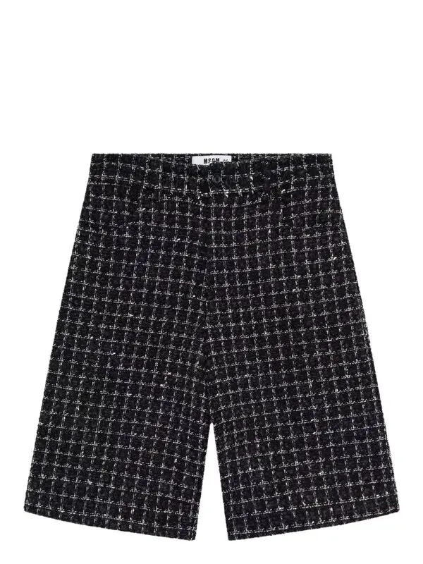 MSGM Tweed Check Tailored Shorts - Black