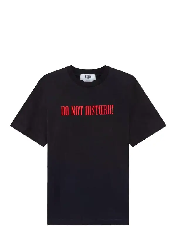 MSGM Slogan-embroidered T-shirt - Black