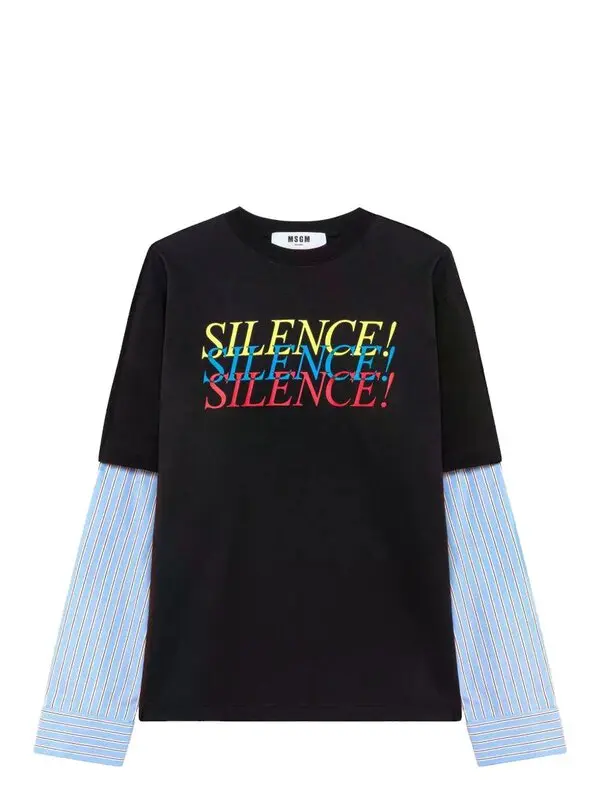 MSGM Layered Slogan Print T-shirt - Black