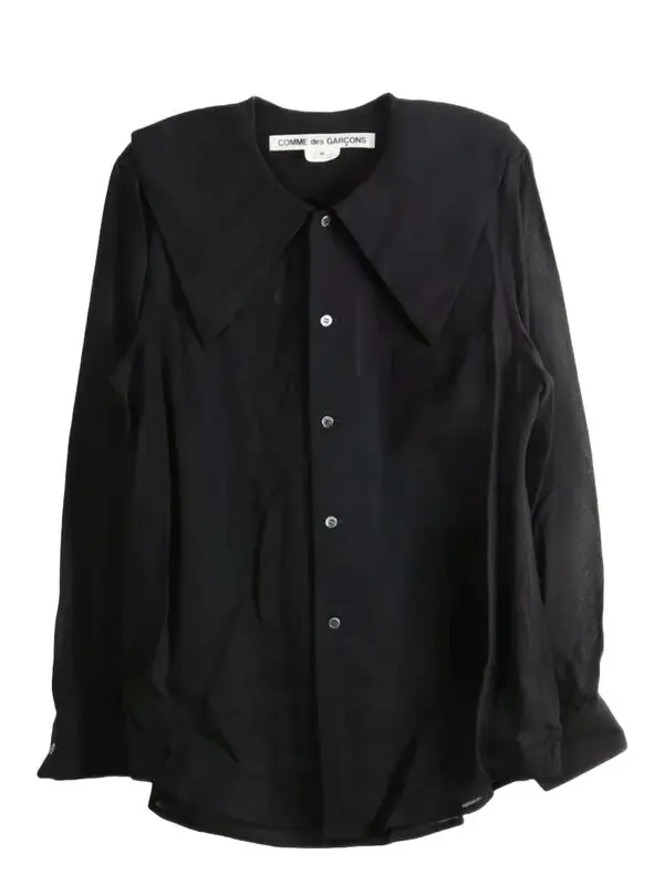 Comme Des Garçons Oversized Pointed Collar Sheer Shirt - Black
