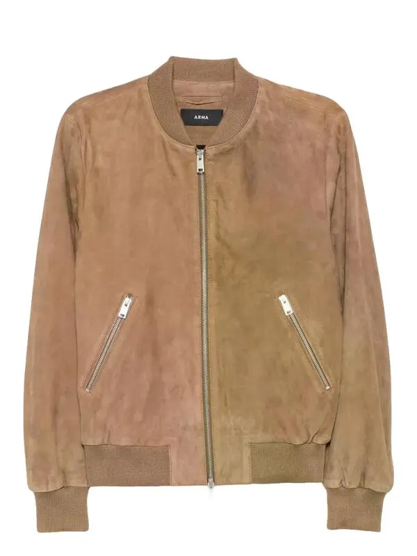 ARMA Suede Bomber Jacket - Brown
