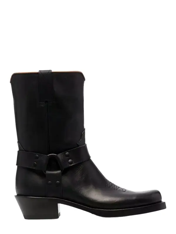 BUTTERO® Elba Square-toe Leather Boots - Black