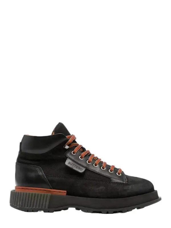 BUTTERO® Logo-debossed Leather Boots - Black