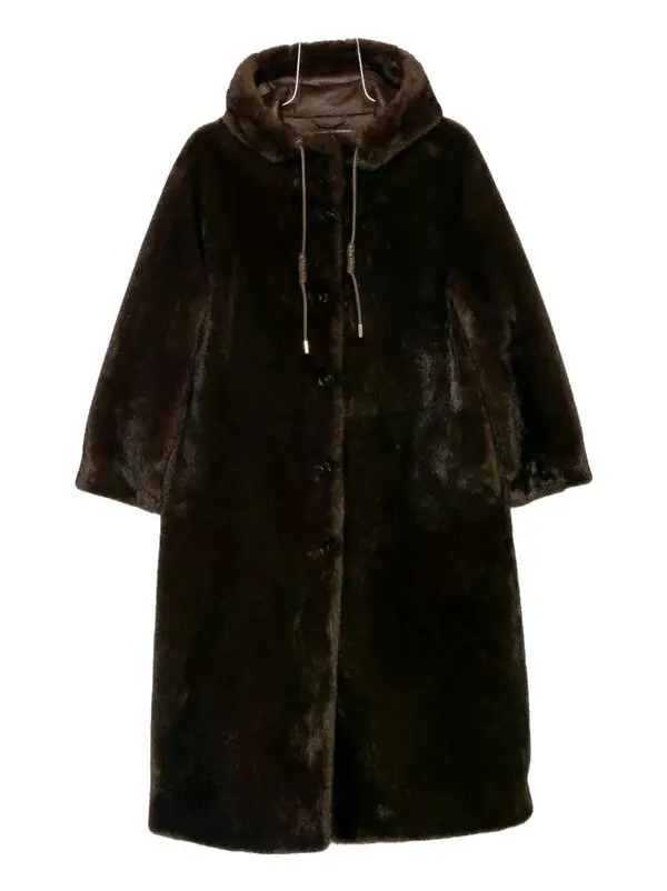 ERMANNO FIRENZE Hooded Faux Fur Coat - Brown