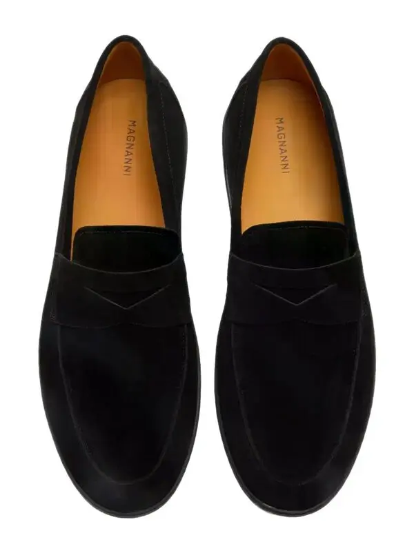Magnanni Suede Penny Loafers - Black