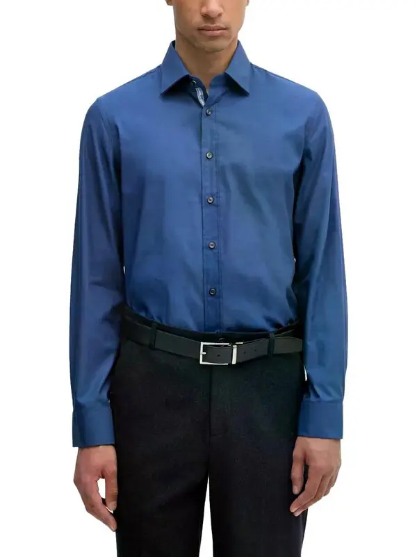 Michael Kors Logo-embroidered Long-sleeved Shirt - Blue