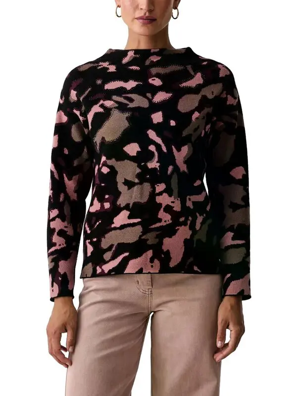 Joseph Ribkoff Abstract Pattern Bead-embellished High Neck Sweater - Red