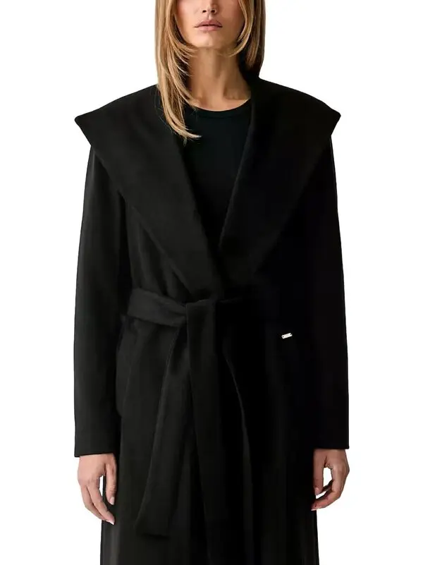 FRACOMINA Belted Hooded Coat - Black