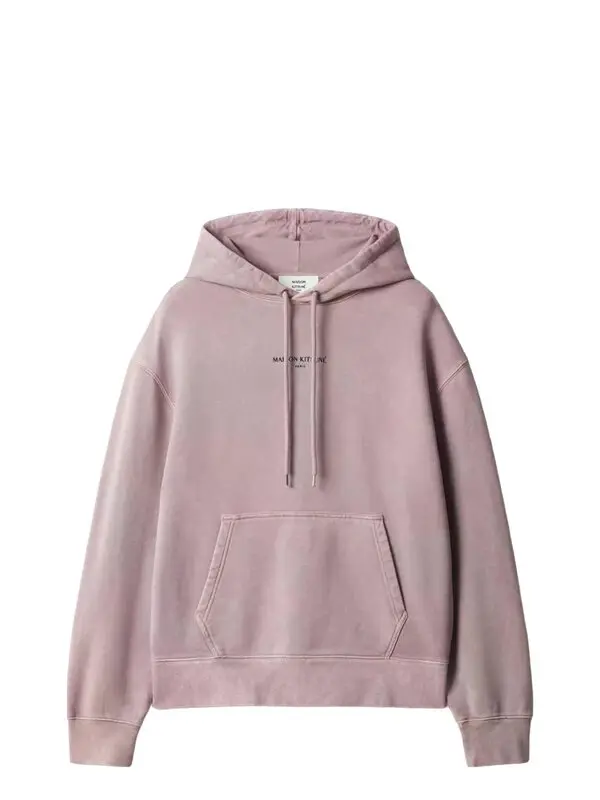 Maison Kitsuné Logo Print Pouch Pocket Hoodie - Pink