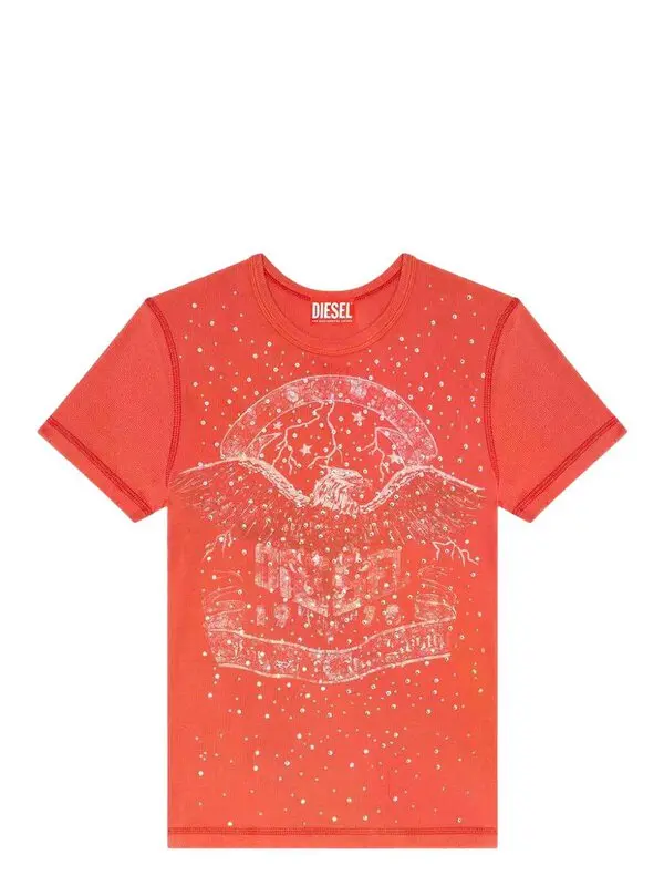 DIESEL® Crystal Embellished Graphic T-shirt - Red