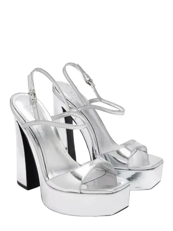 Schutz Metallic Platform Sandals - Silver