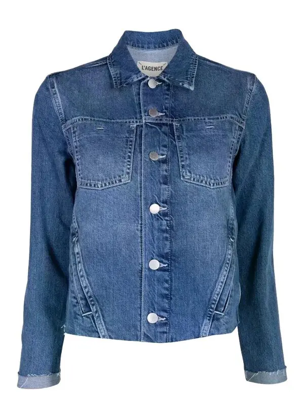 L'Agence Janelle Raw-cut Denim Jacket - Blue