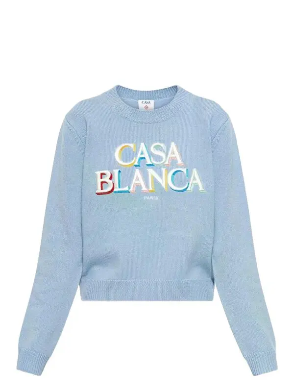 Casablanca Embroidered Logo Knit Sweater - Blue