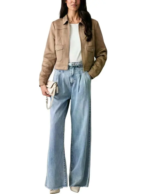 MORGAN Belted Pleated Jeans - Blue