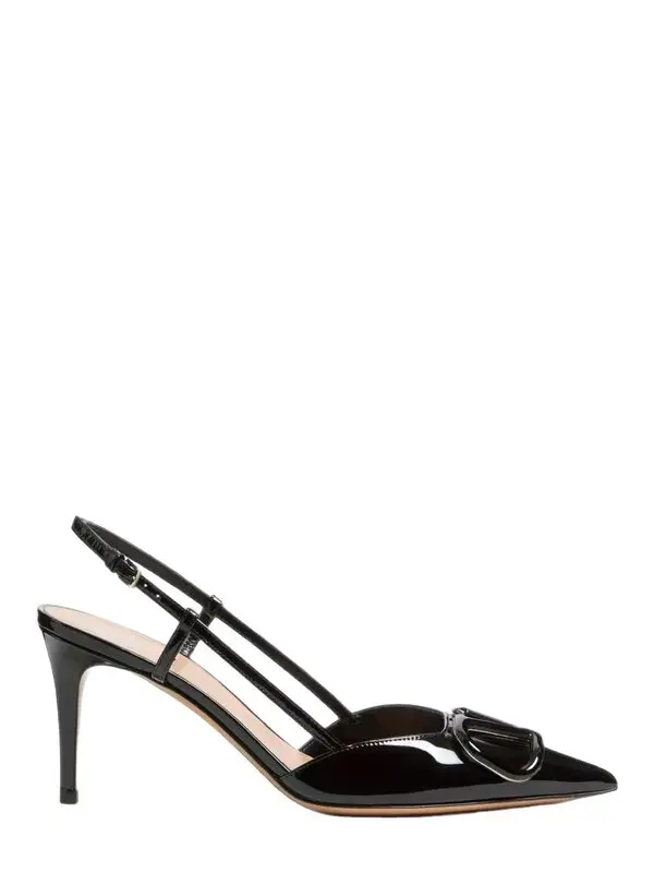 Valentino Garavani Vlogo Signature Patent Leather Slingback Pumps - Black