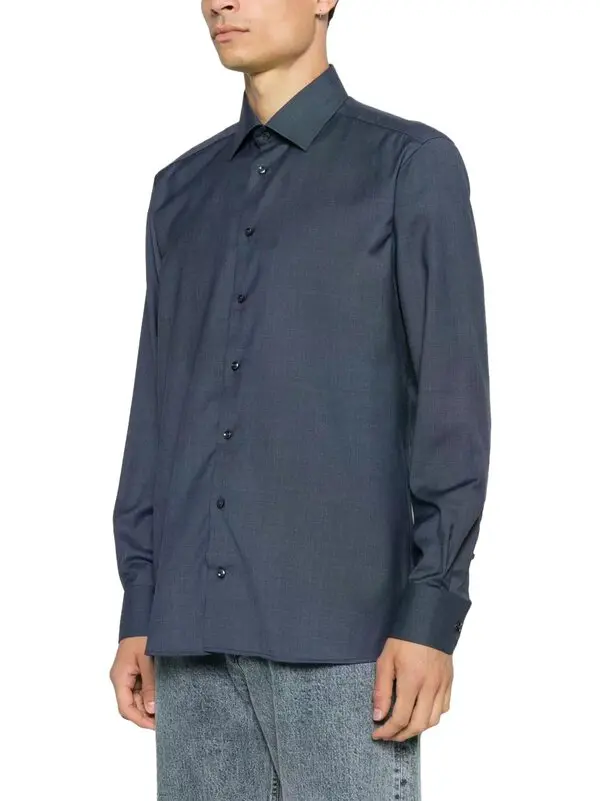 Sand Gordon Long-sleeve Wool Shirt - Blue